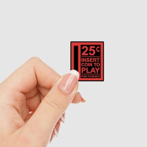 Retro Arcade 25 Cents Insert Coin Vinyl Sticker - Vintage Gaming ...