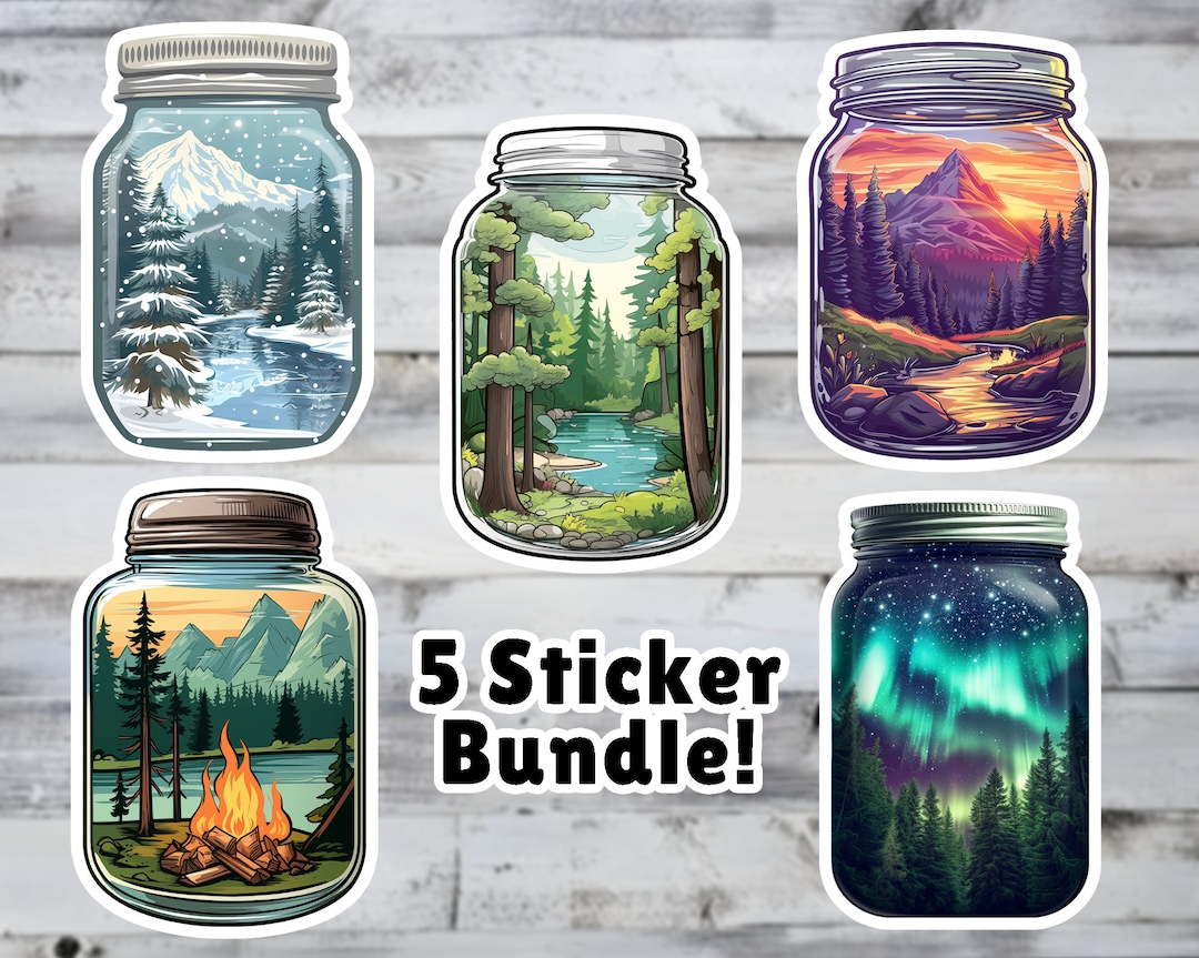 Nature Scenery Pack of Vinyl Stickers - Captivating Landscapes in a Jar ...