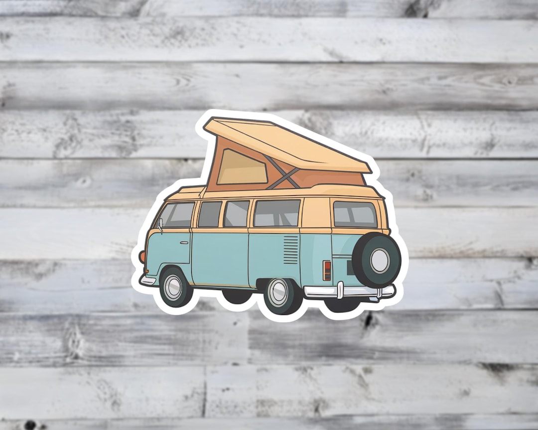 Vintage Van Life Campervan Vinyl Sticker - Retro Beach Adventure Decal ...