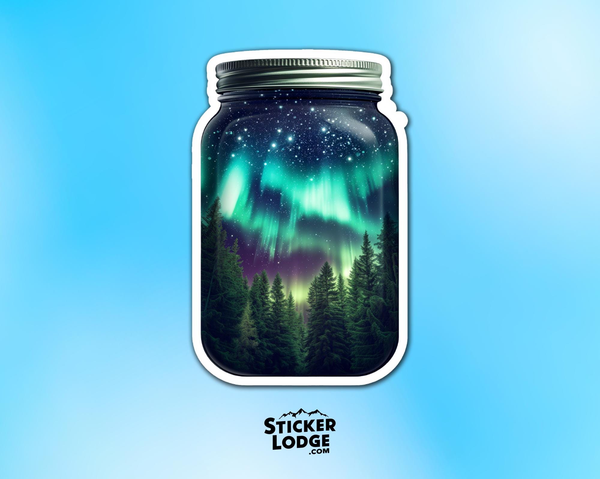 Northern Lights in a Jar Vinyl Sticker - Aurora Borealis Night Decal - Etsy