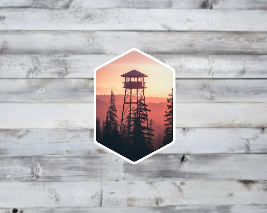 Firewatch Tower Sunset Vinyl Sticker Forest Lookout Outdoor Adventure ...