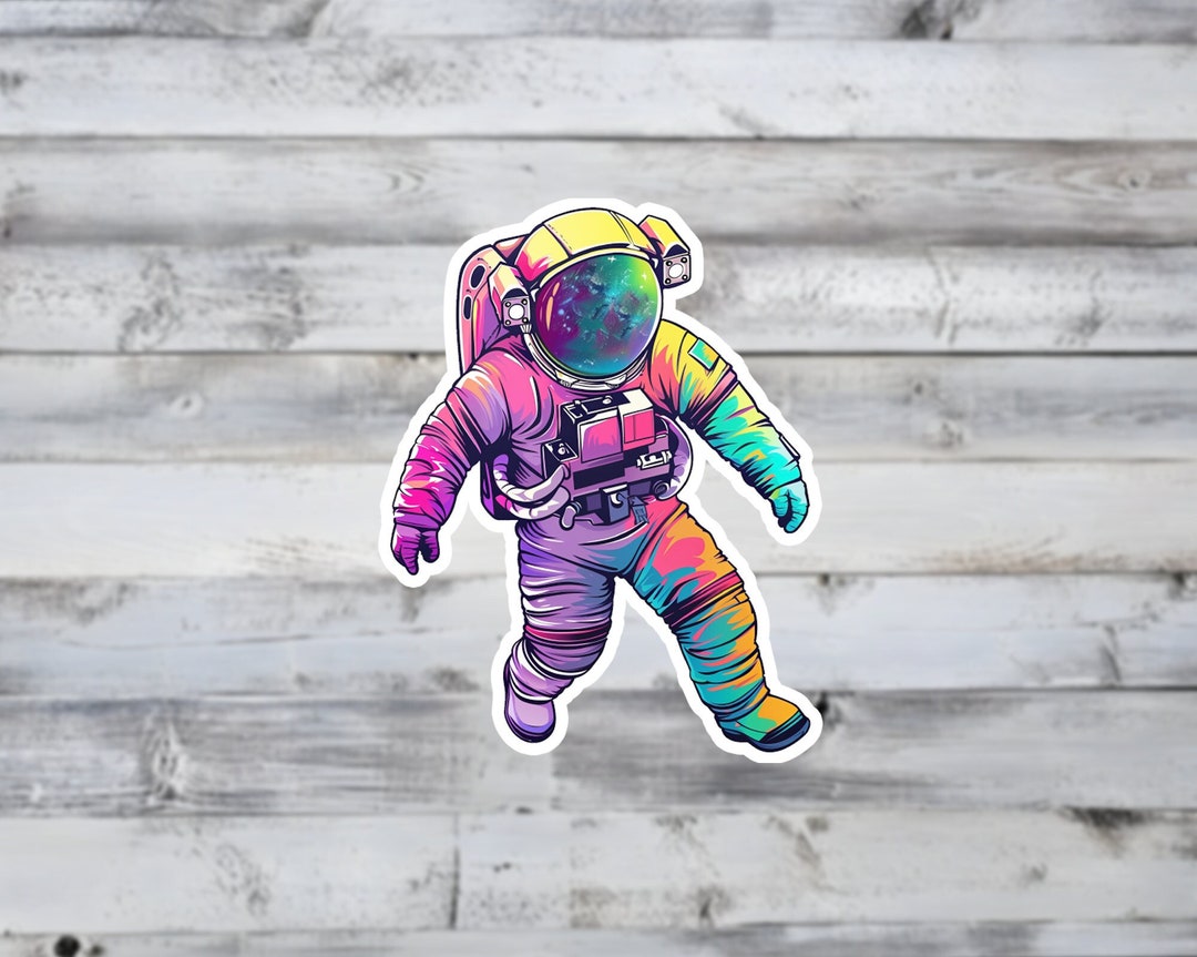 Astronaut Voyager Vinyl Sticker - Colorful Cosmic Space Decal - Etsy
