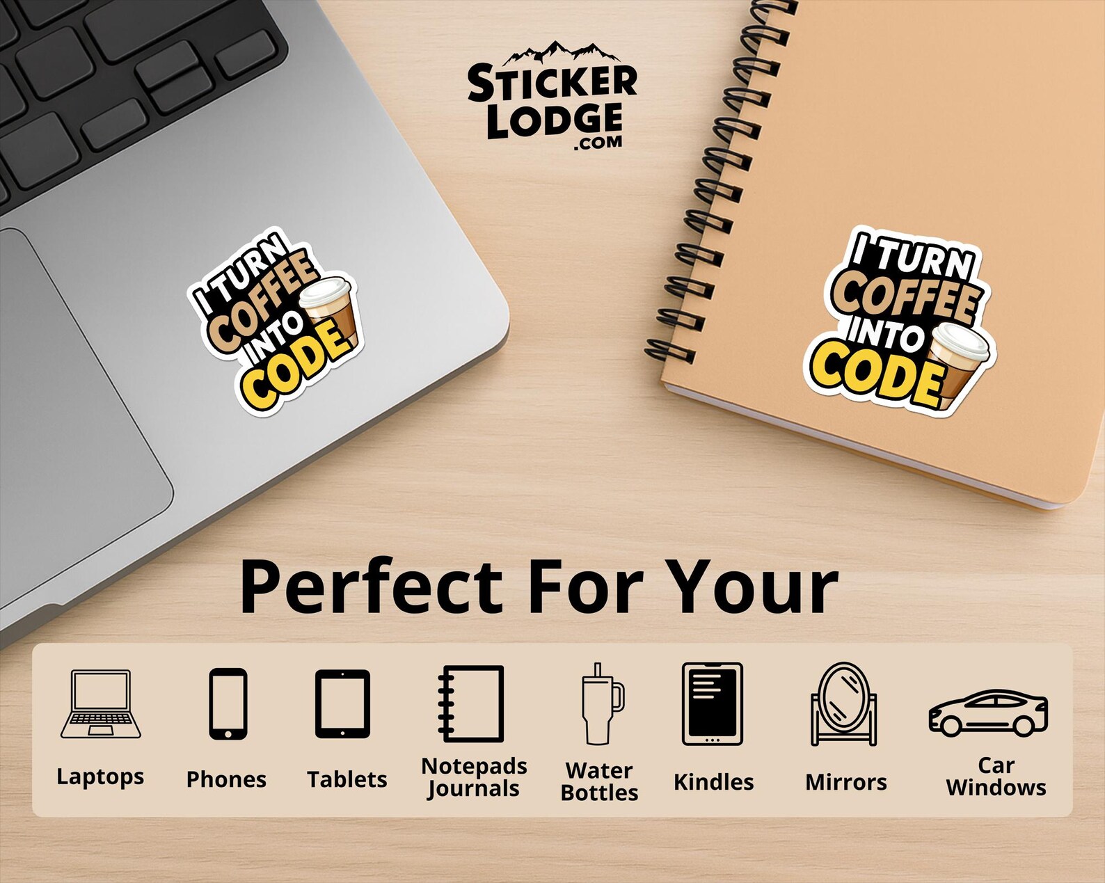 I Turn Coffee Into Code Vinyl Sticker – Funny Programmer Coffee Decal ...