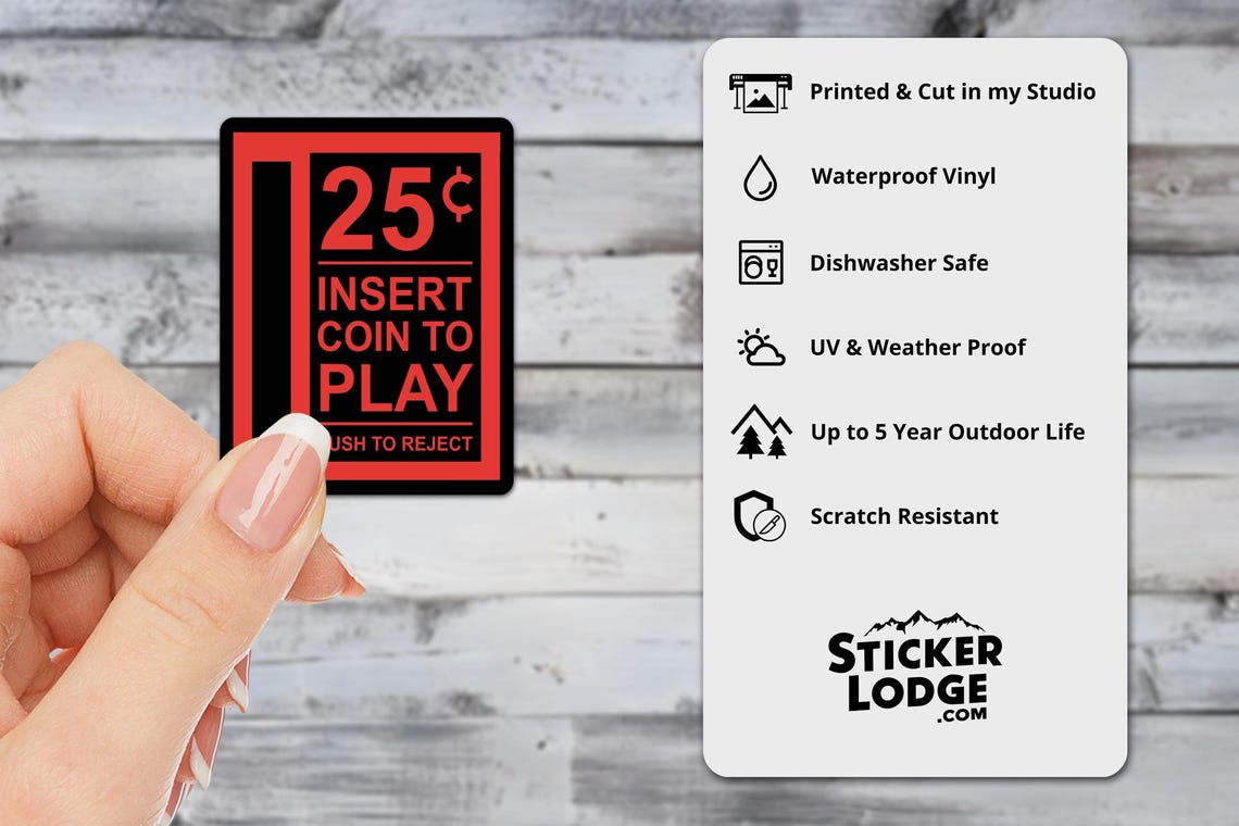 Retro Arcade Insert Coin Vinyl Sticker - Waterproof Gaming Nostalgia - Etsy
