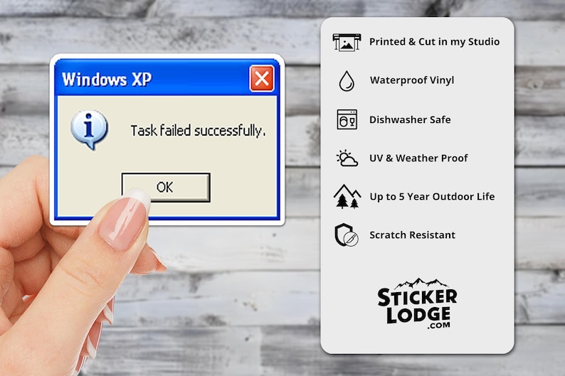 Windows XP Task Failed Successfully Vinyl Sticker - Tech Humor Decal - Etsy