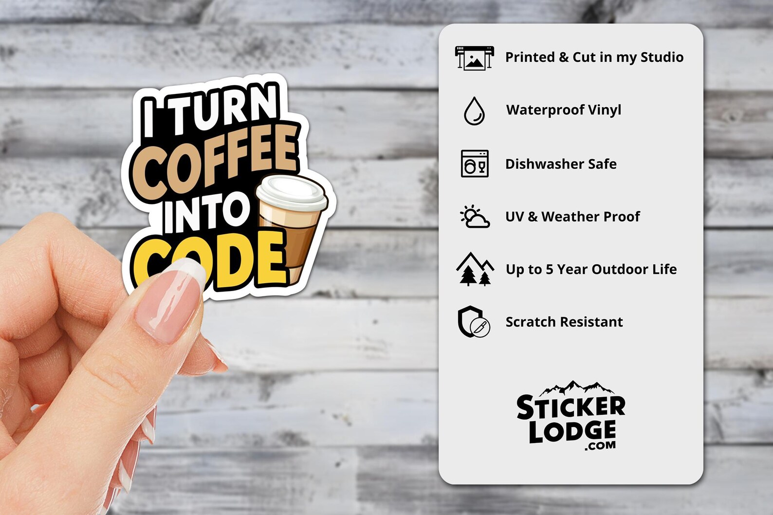 I Turn Coffee Into Code Vinyl Sticker – Funny Programmer Coffee Decal ...