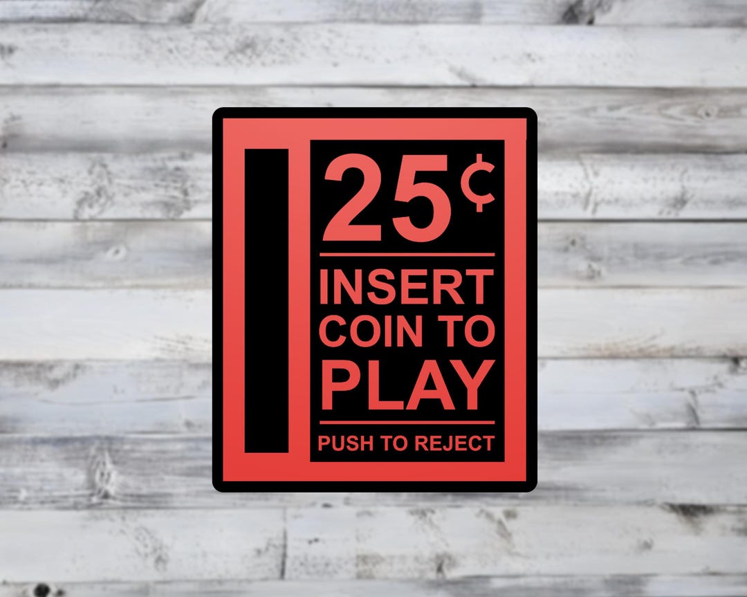 Retro Arcade 25 Cents Insert Coin Vinyl Sticker - Vintage Gaming ...