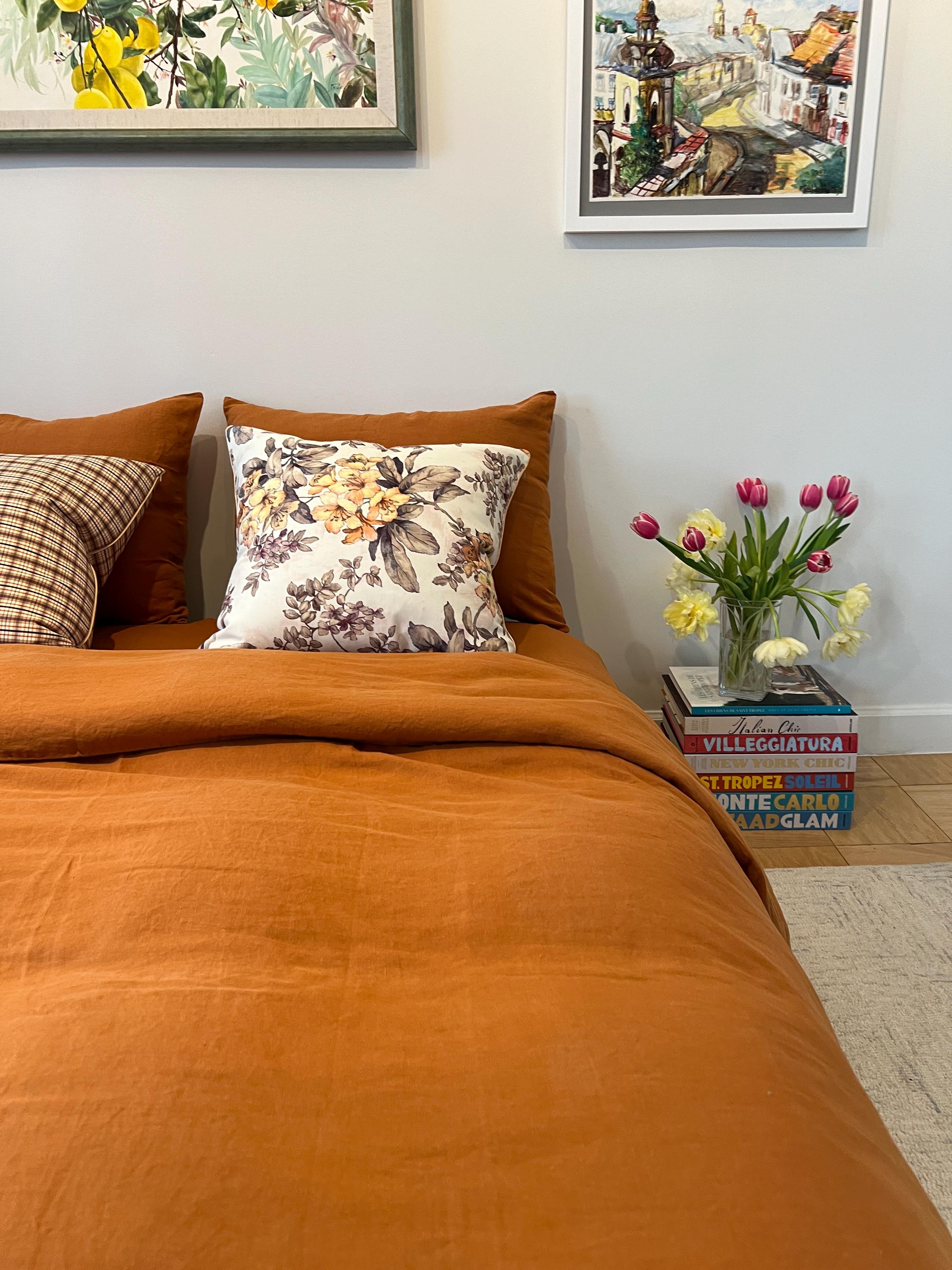 CLOSING SALE! Linen Sheet Plus Pillowcases in Terracotta, Stonewashed ...