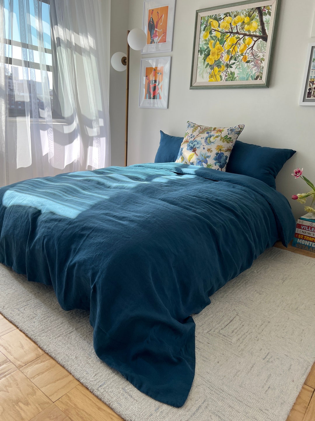 LINEN BEDDING in Dark BLUE Plus Pillowcases, Stonewashed Linen Bedding ...