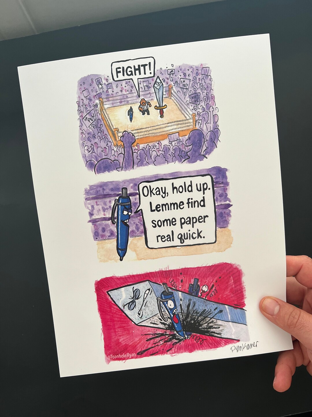 Comic Print Gift Writer Funny Quotes the Pen is Mightier Than the Sword ...