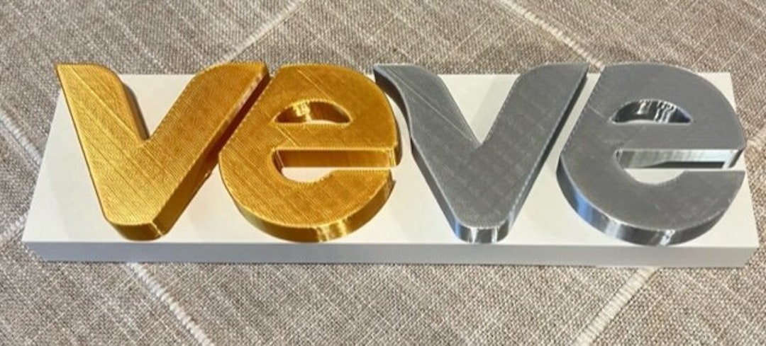 VEVE Logo 3d Printed Sign White Base Gold and Silver Letters - Etsy