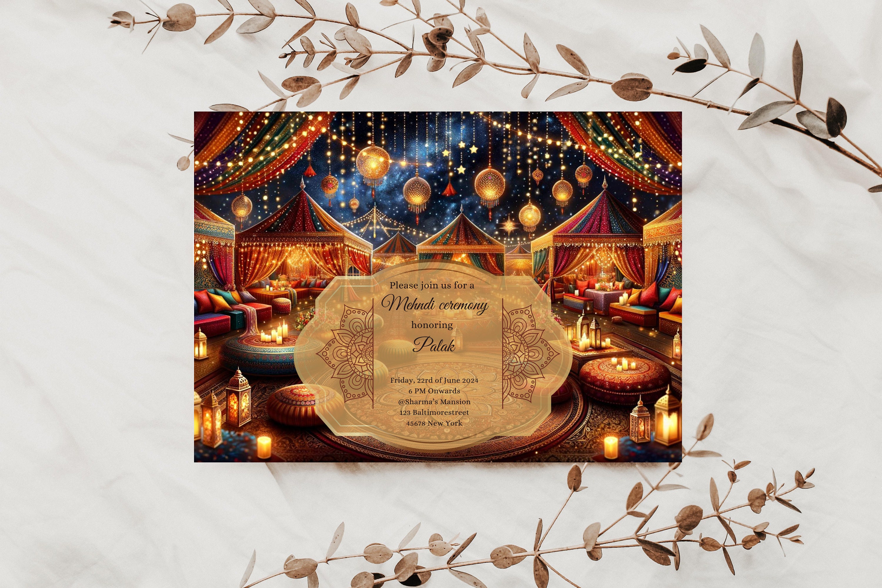Mehndi Invite Template, Mehndi Invitation Card, Mehendi Invitation ...