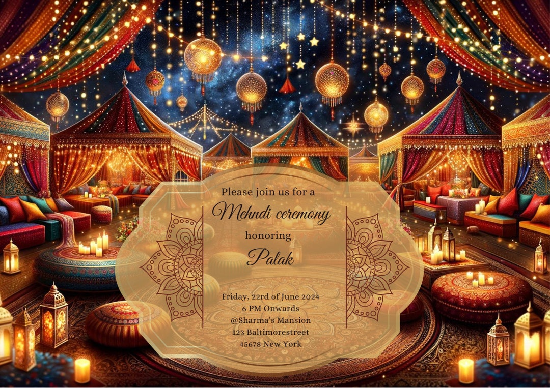 Mehndi Invite Template, Mehndi Invitation Card, Mehendi Invitation ...