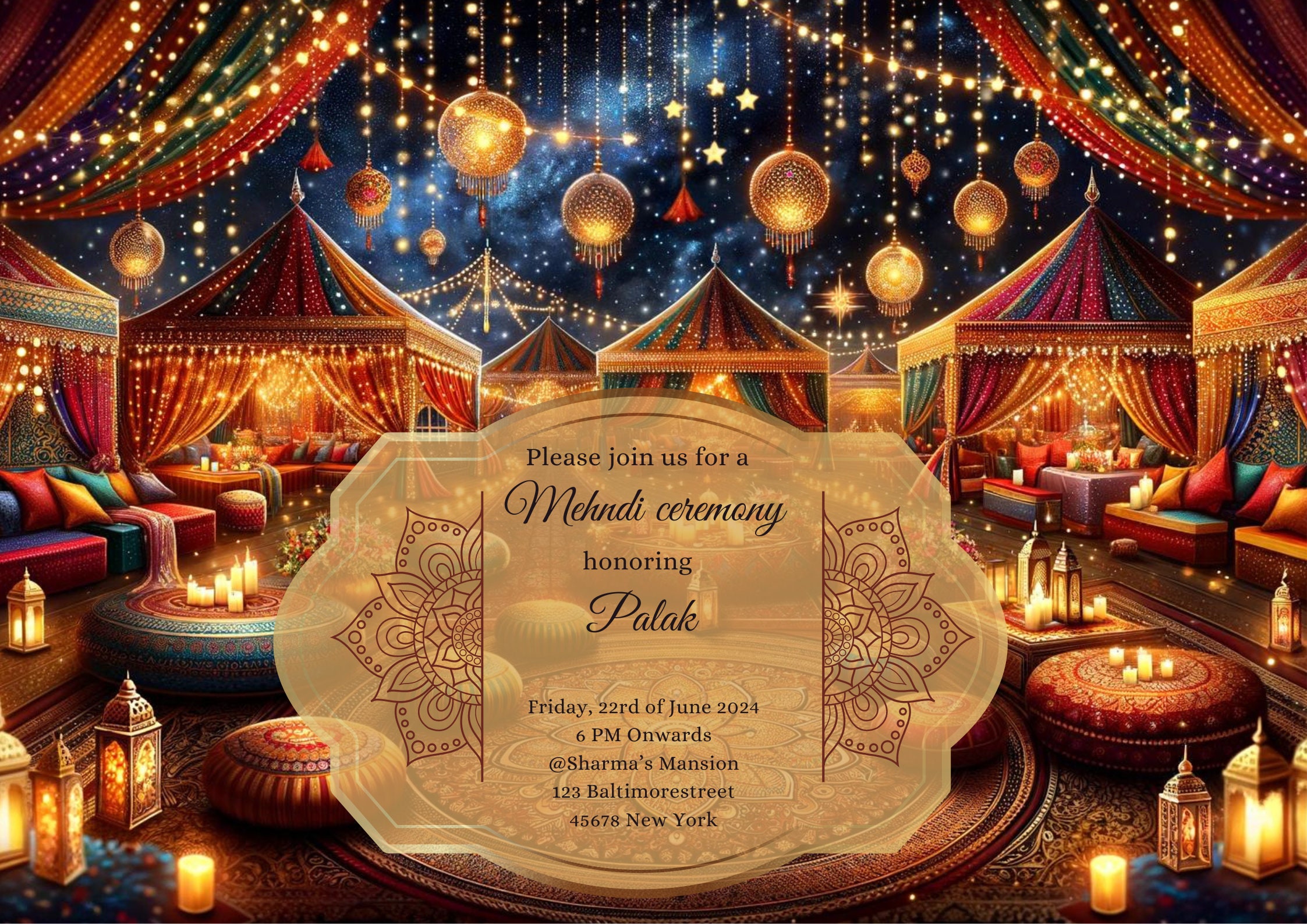 Mehndi Invite Template, Mehndi Invitation Card, Mehendi Invitation ...