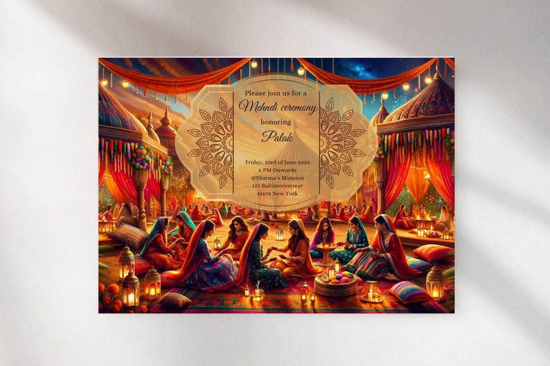 Mehndi Invite Template, Mehndi Invitation Card, Mehendi Invitation ...