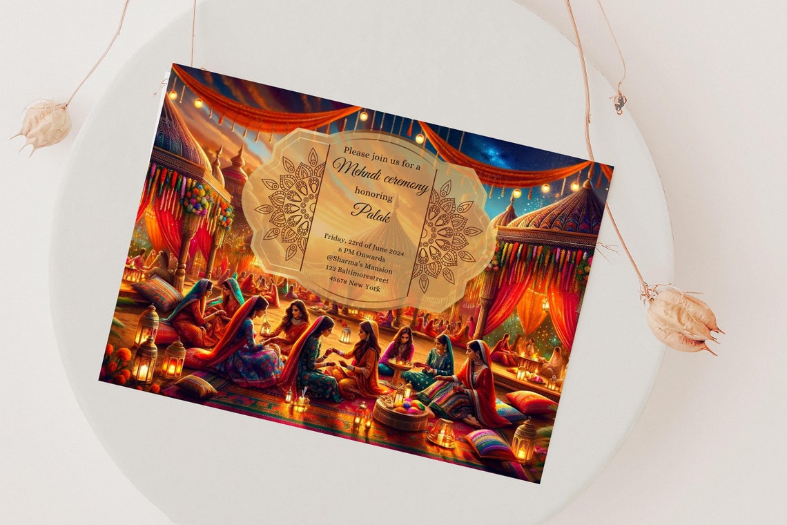 Mehndi Invite Template, Mehndi Invitation Card, Mehendi Invitation ...