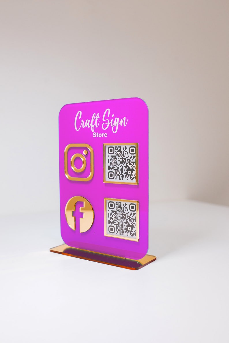 Double QR Code Business Media Sign Salon Sign Beauty QR Code Sign ...