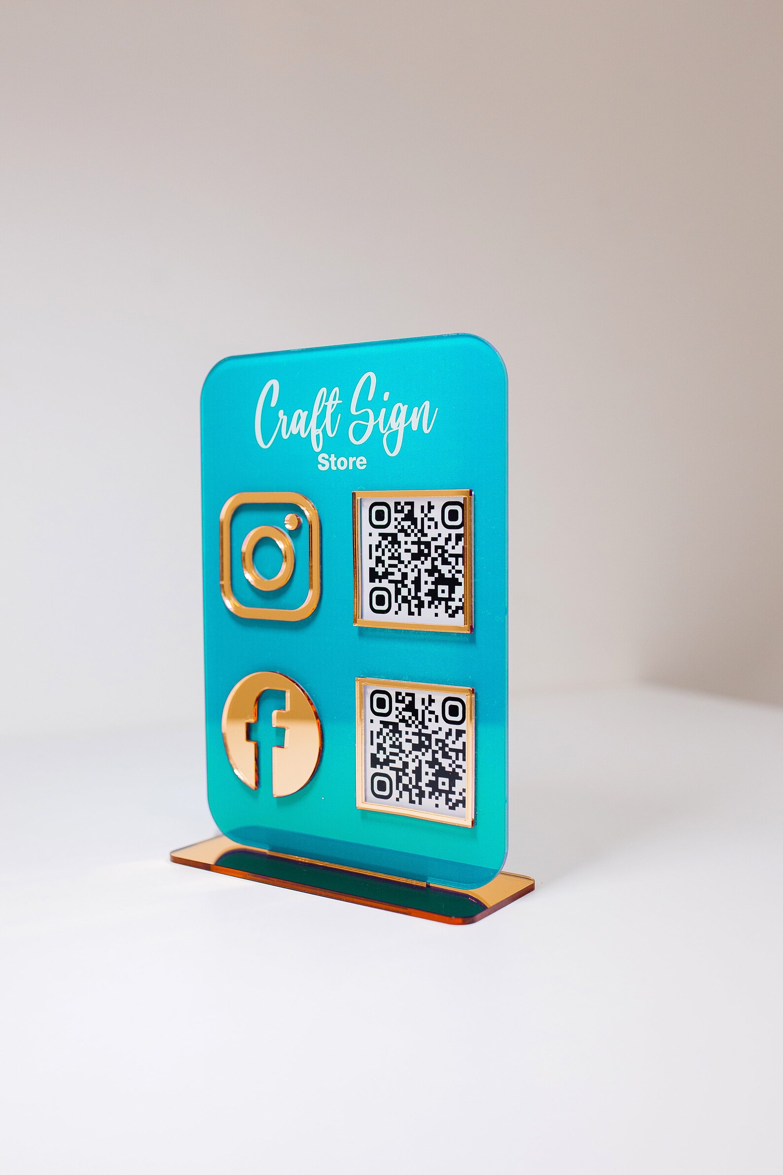 Double QR Code Business Media Sign Salon Sign Beauty QR Code Sign ...