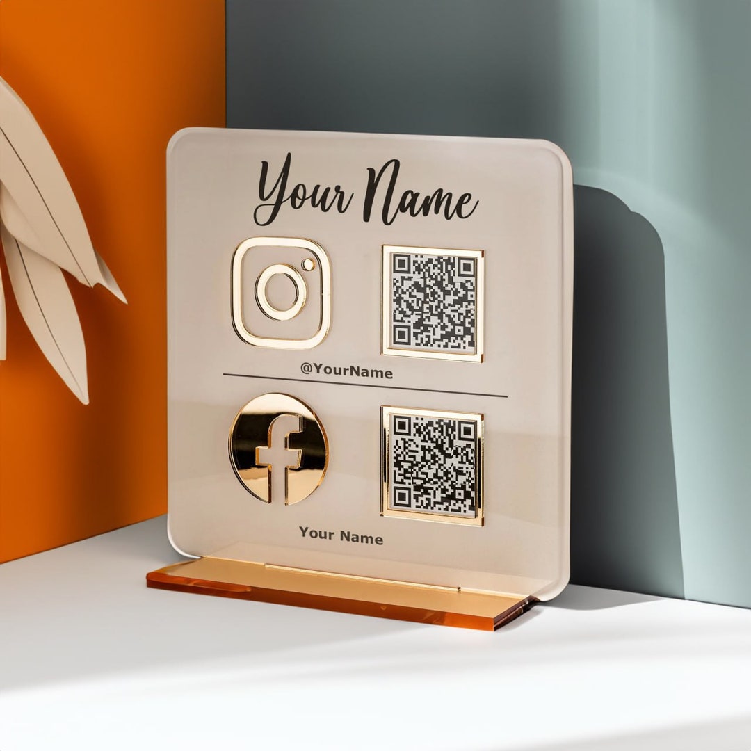 Multi QR Code Sign, Social Media QR Code, Business Socia, Media Sign ...