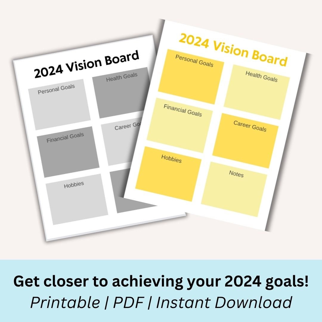 2024 Vision Board Printables, Vision Board Digital, Goal Planner ...