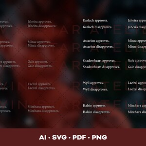 Companion Approves BG3 Text Bundle | Vector AI SVG PDF - Etsy