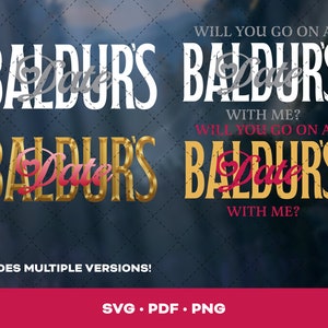 Baldur's Date Design | Vector SVG PDF PNG - Etsy
