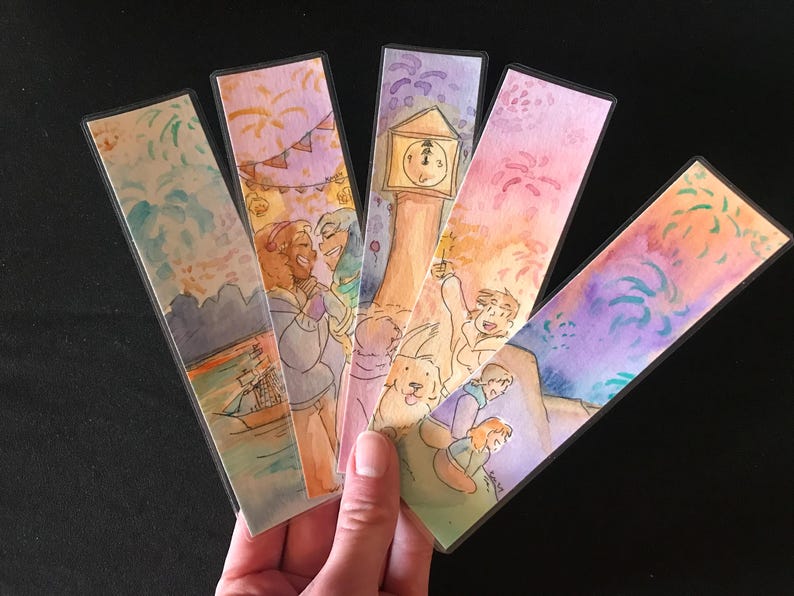 Hand Drawn Watercolor Laminated Original New Year Fireworks Bookmarks ...