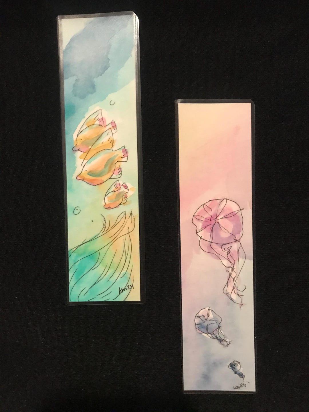 Hand Drawn Watercolor Laminated Original Ocean Sea Life Bookmarks ...