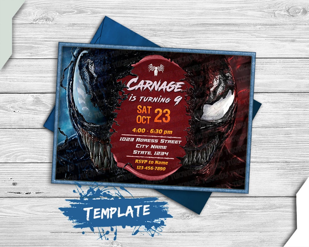 Venom Carnage Invitation - Digital Printable Invite - Birthday Party - Etsy
