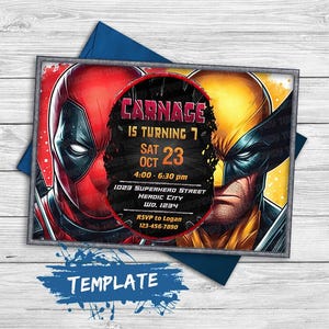 Personalized Deadpool Invitation Template - Digital, Printable ...