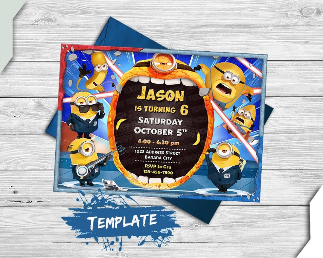 Despicable Me Invitation Template - Digital, Printable Invite - Kids ...