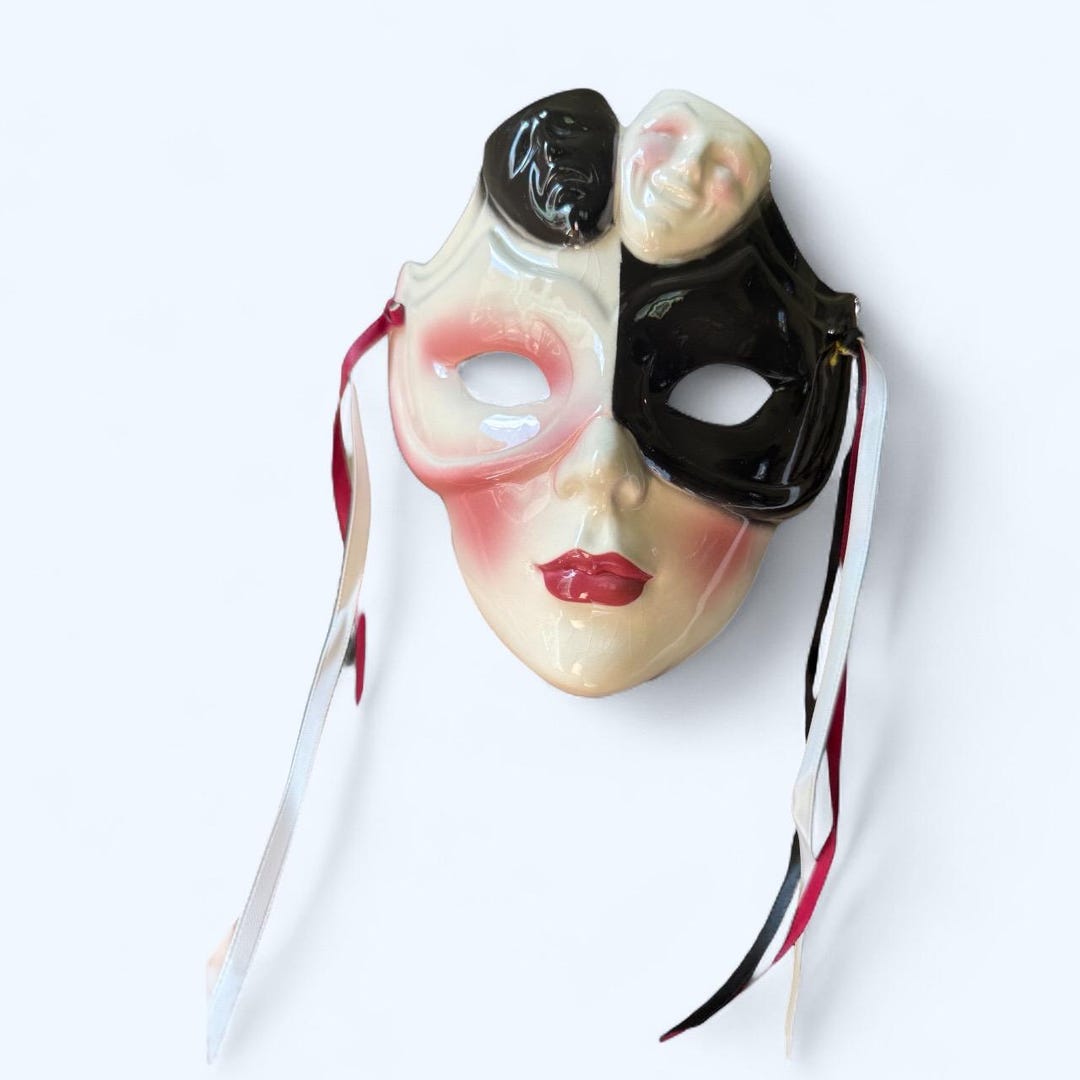 Vintage Clay Art Wall Mask: 1980s Comedy Tragedy Ceramic Face - Etsy