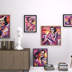 Cubist Women Pink (5 Pack) Mauve Pink Wall Art, Pink, Cubism Wall Art ...