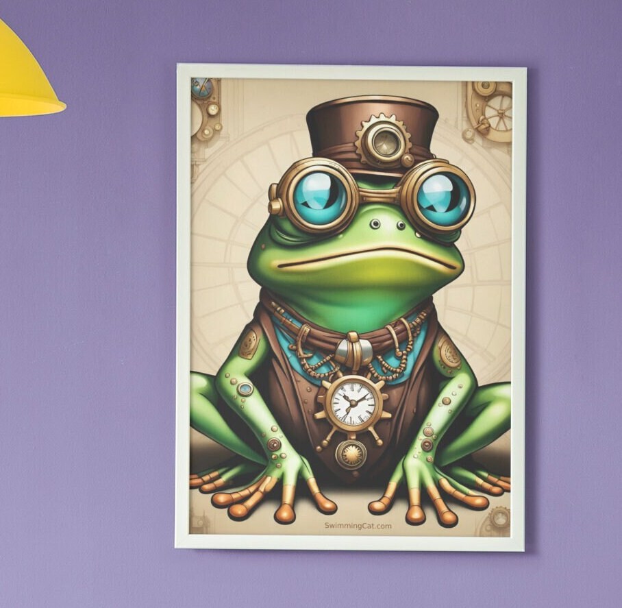 Steampunk Frog, Animal Print (5 Pack) Digital Download, Frog Art Print ...