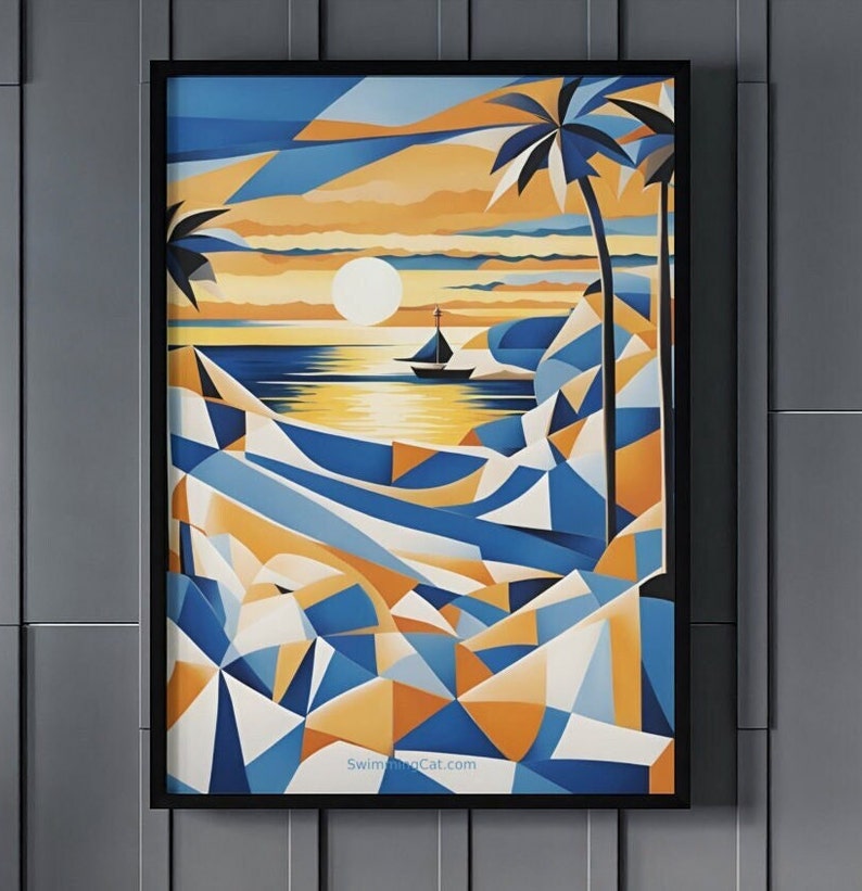 Cubist Beaches Blue and White (5 Pack), Cubism Painting, Cubist ...