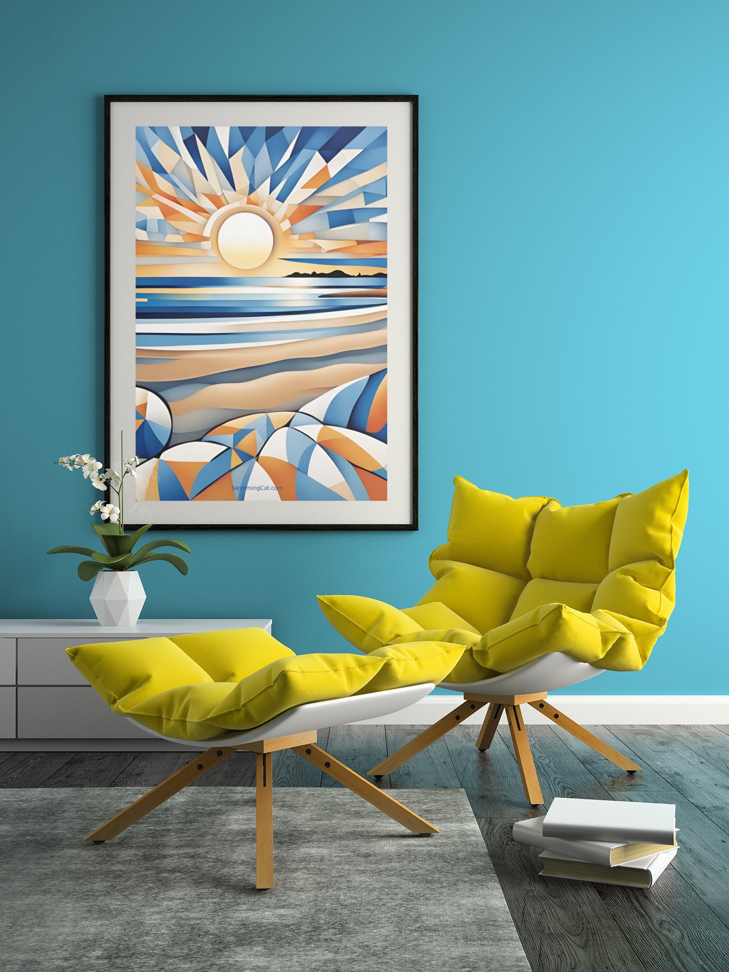 Cubist Beaches Blue and White (5 Pack), Cubism Painting, Cubist ...