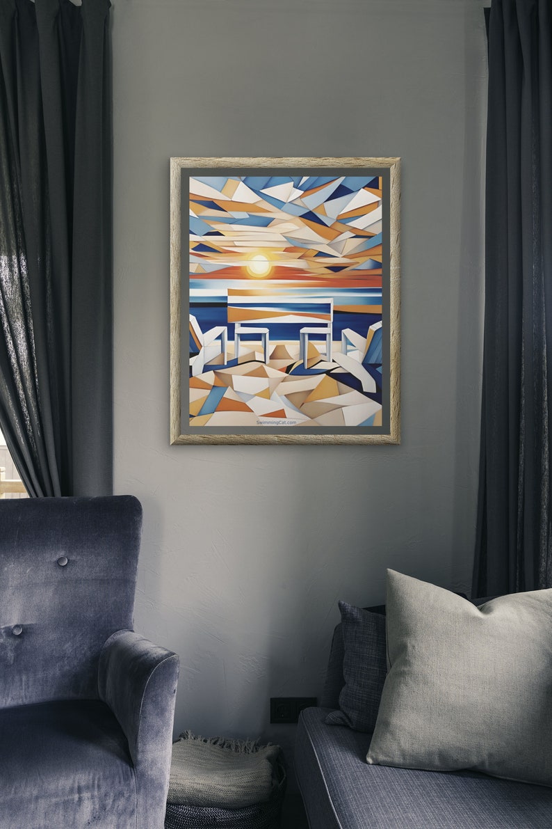 Cubist Beaches Blue and White (5 Pack), Cubism Painting, Cubist ...