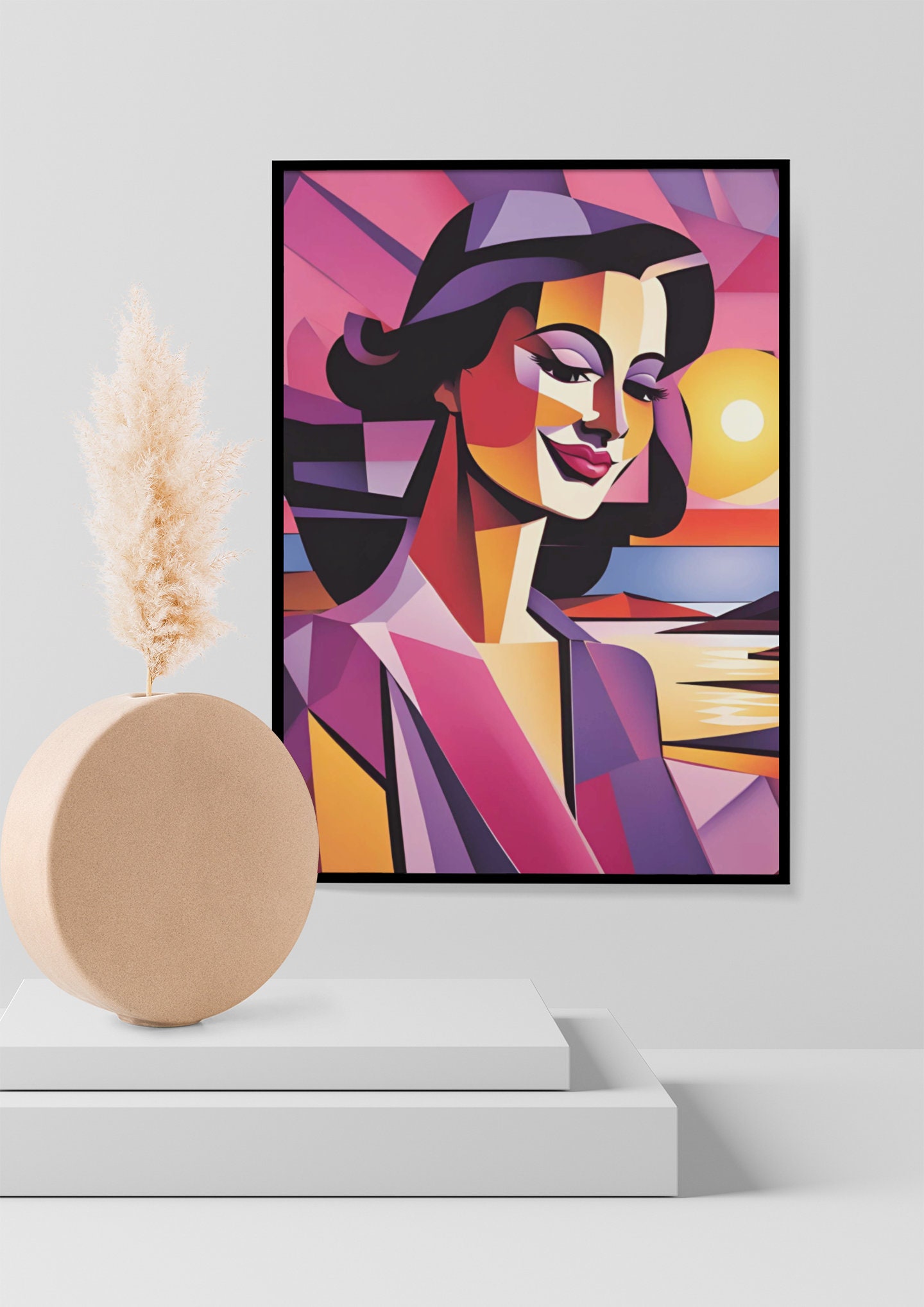 Cubist Women Pink (5 Pack) Mauve Pink Wall Art, Pink, Cubism Wall Art ...