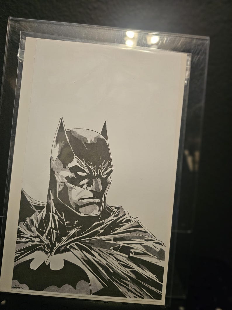 Dark Knight Comic Art Print: Black and White Vigilante Portrait - Etsy