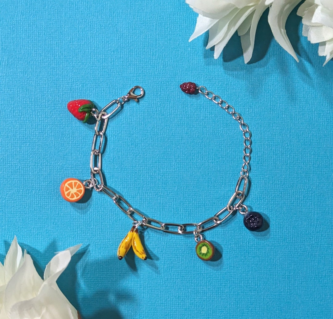 Fruit Rainbow Charm Bracelet - Etsy