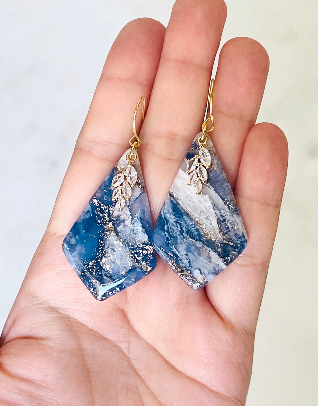 Midnight Blue Marble Effect, Diamond Shape Large or Small, Party ...