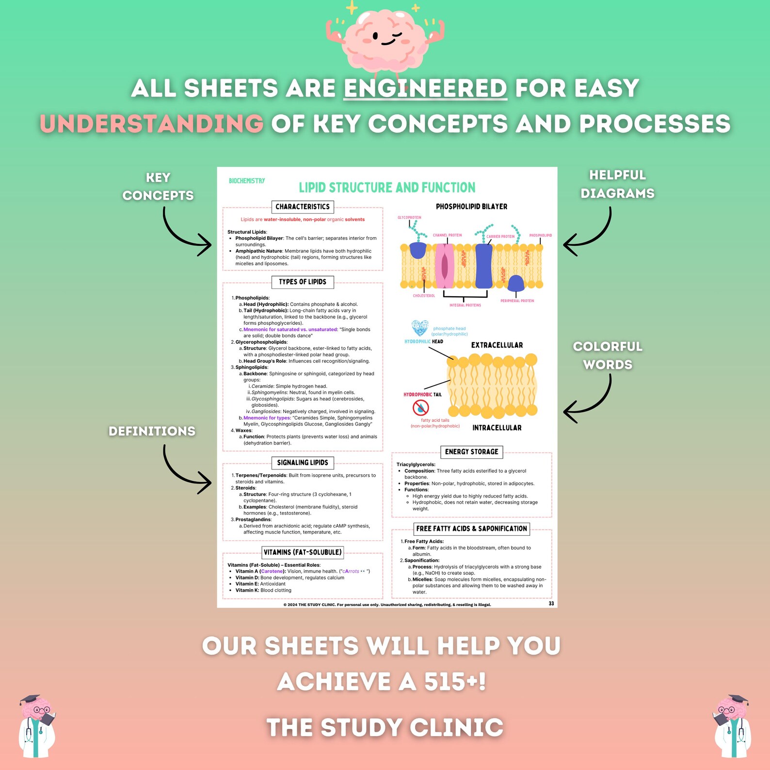 MCAT Biochemistry Study Guide | 31 Pages | Study Cheat Sheets | Pre-med ...