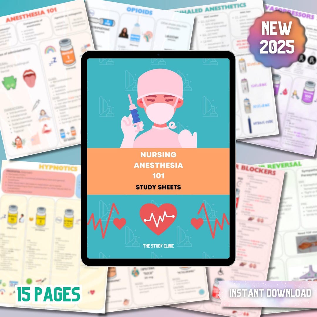 Nursing Anesthesia 101 | 15 Pages | Study Cheat Sheets - Etsy