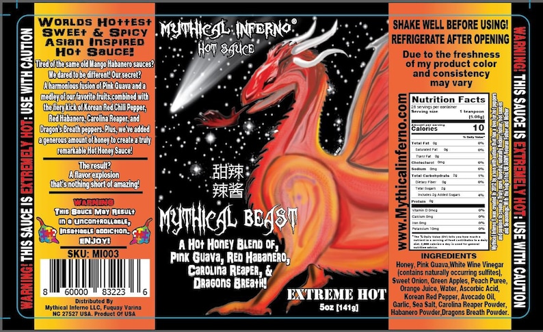 Mythical Inferno Hot Sauce Bundle Hot Sauce Box, Habanero Hot Sauce ...