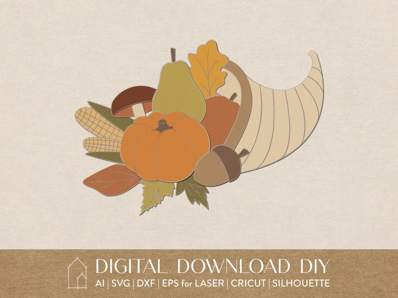 Cornucopia | Digital Download | SVG, Ai, EPS, DXF | for Laser, Cricut ...