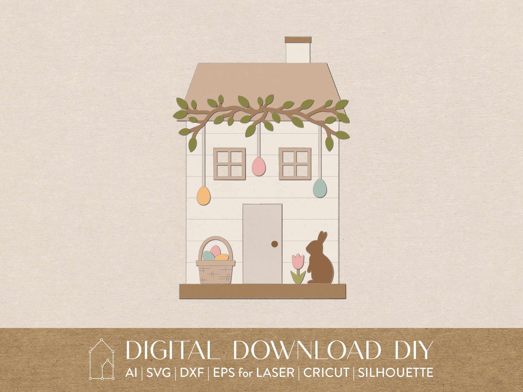 Easter Cottage | Digital Download | SVG, Ai, EPS, DXF | for Laser ...