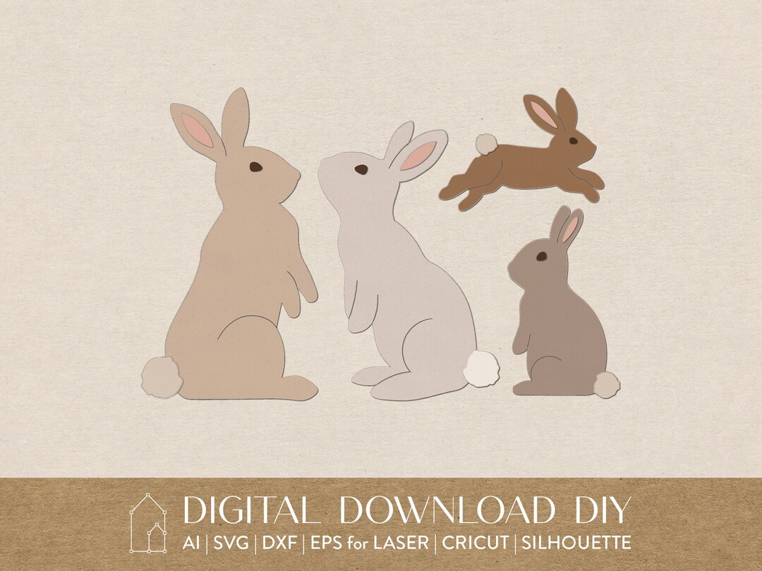 Bunnies | Digital Download | SVG, Ai, EPS, DXF | for Laser, Cricut ...