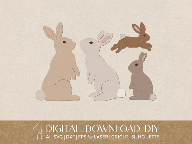 Bunnies | Digital Download | SVG, Ai, EPS, DXF | for Laser, Cricut ...