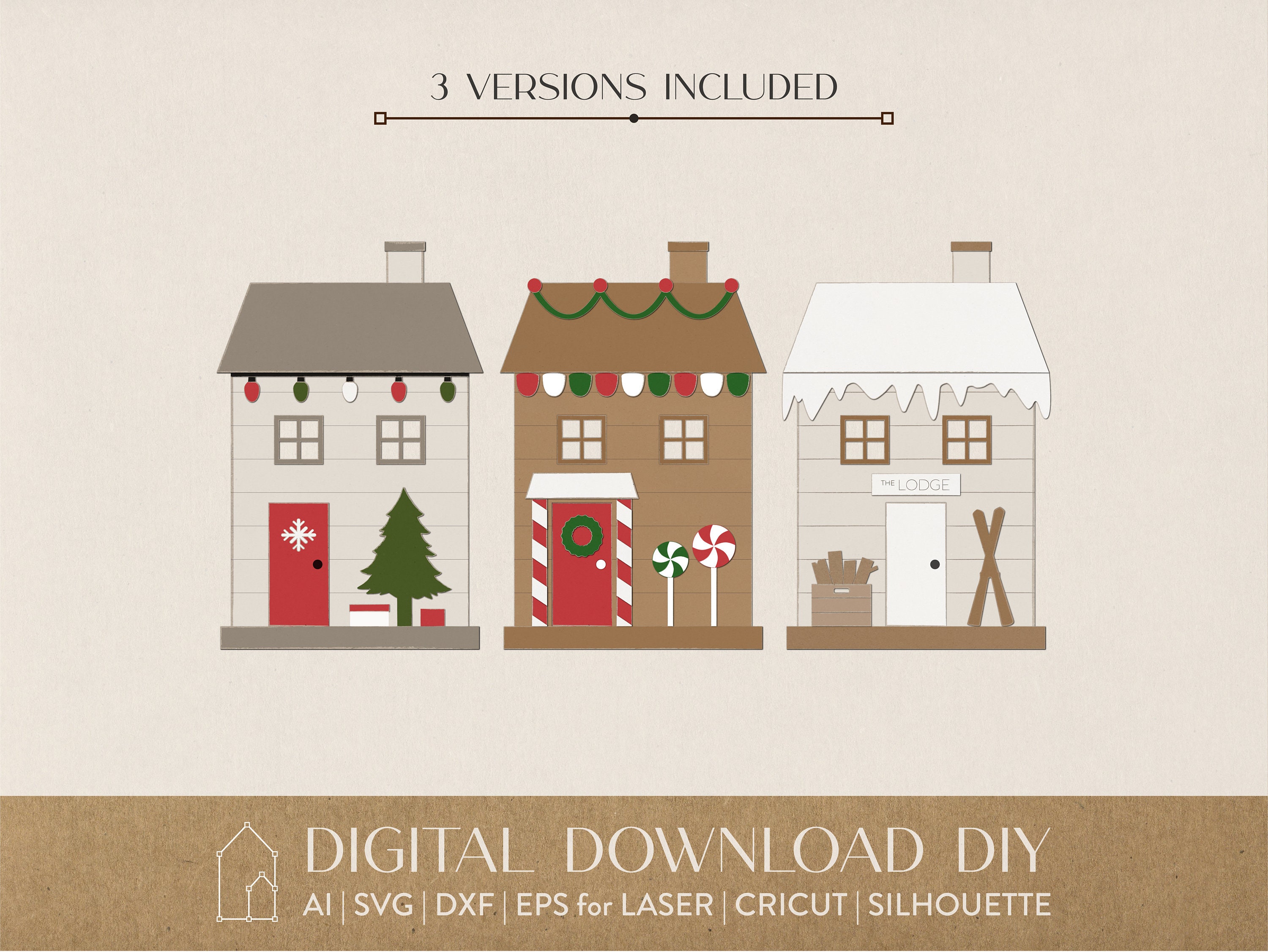 Winter Cottages | Digital Download | SVG, Ai, EPS, DXF | for Laser ...