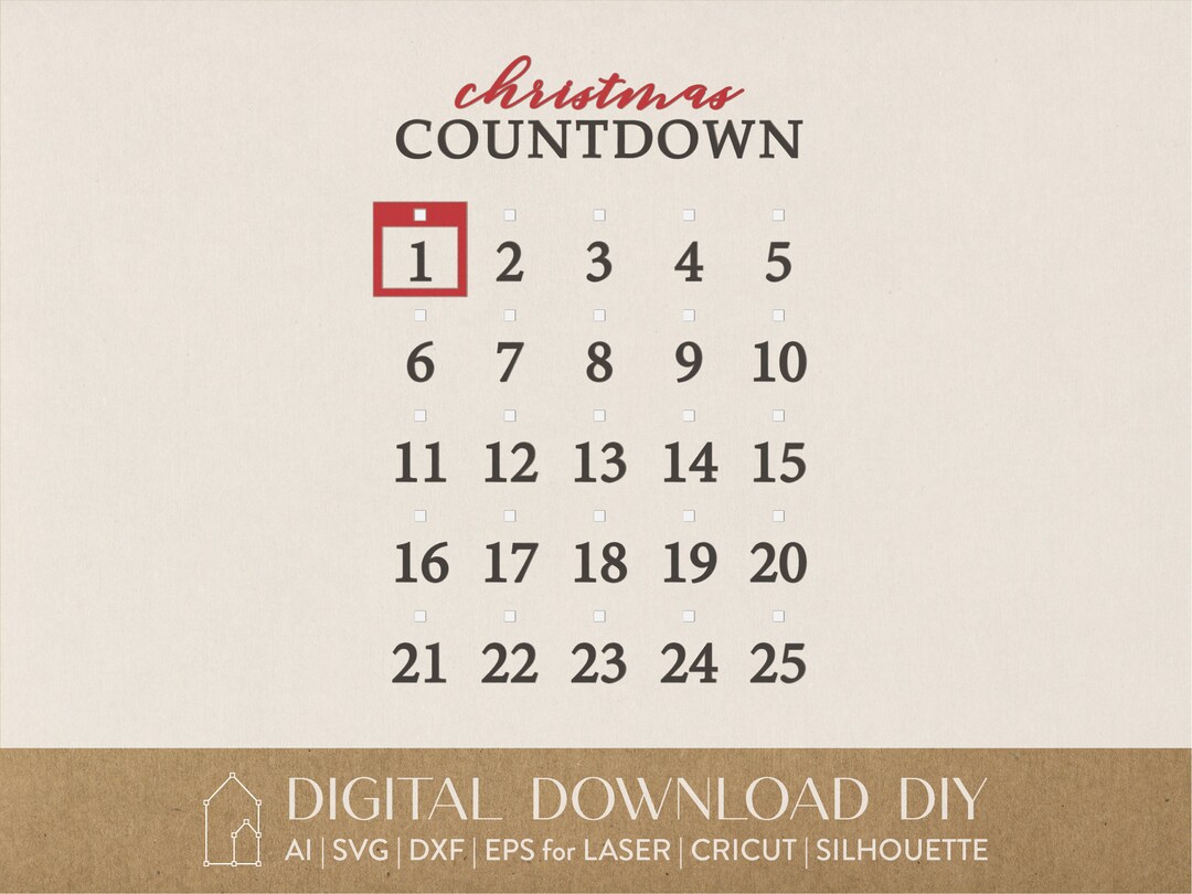 Christmas Countdown | Digital Download | SVG, Ai, EPS, DXF | for Laser ...